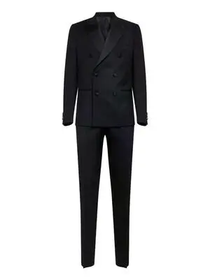 LARDINI Double-breasted Peak-lapel Suit - Black
