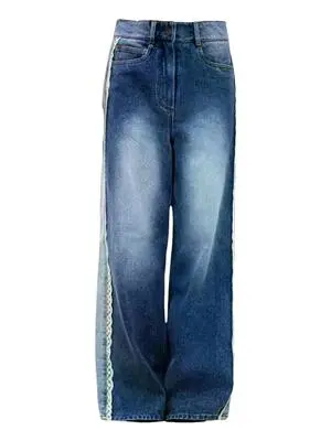 ÉPINGLER Lace-trim Wide-leg Jeans - Blue