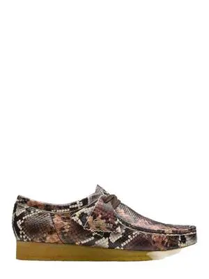 Clarks Wallabee Snake-print Boat Shoes - Brown
