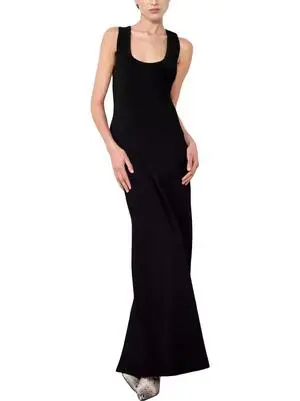 CAYET Nelly Scoop-neck Ribbed Maxi Dress - Black