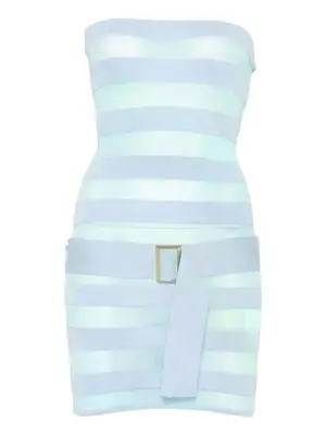 ASTA RESORT Cora Striped Belted Mini Dress - Blue