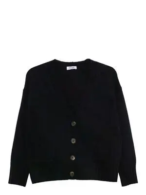 BASE V-neck Button-up Cardigan With Patch Pockets - Blue
