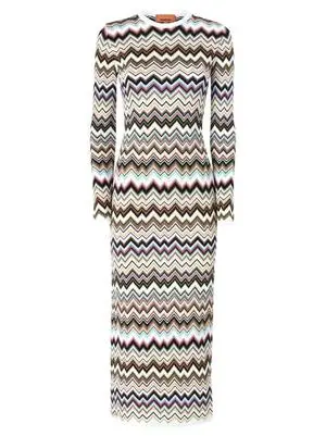 Missoni Zigzag Knit Long Sleeve Dress - White