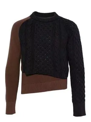 Sacai Panelled Cable-knit Sweater - Black
