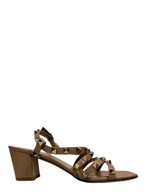 Valentino Garavani Rockstud Ankle Strap Sandals - Brown