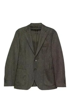 LUIGI BIANCHI Herringbone-weave Notched-lapel Blazer - Green