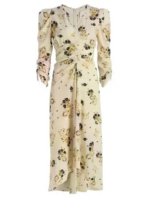 Isabel Marant Étoile Albini Floral-print Ruched Midi Dress - Neutrals