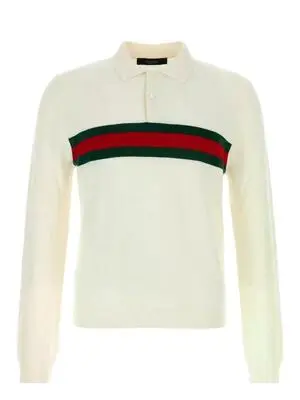 Gucci Web-stripe Long-sleeve Polo Shirt - Neutrals