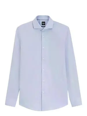 BOSS One Slim-fit Shirt In Wrinkle-resistant Oxford Cotton - Blue