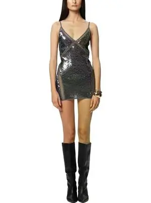 GOD SAVE QUEENS Sirena Sequin-embellished Mesh-panel Mini Dress - Purple