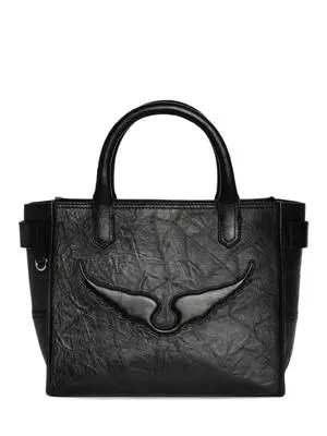 Zadig&Voltaire Zadig&Voltaire Small Angel Crinkled-Effect Wings-Patch Tote Bag Black