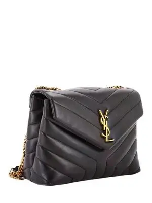 Saint Laurent Loulou Matelassé Chevron Leather Small Shoulder Bag - Black