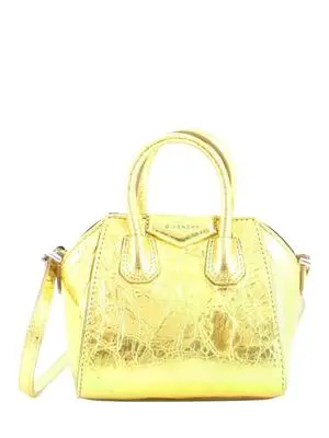 Givenchy Antigona Bag Leather Micro Crossbody Bag - Gold