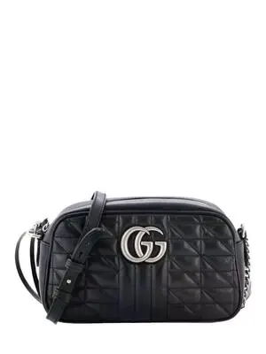 Gucci Gg Marmont Small Matelassé Leather Shoulder Bag - Black