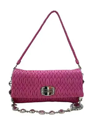 Miu Miu Nappa Crystal Matelassé Shoulder Bag - Pink