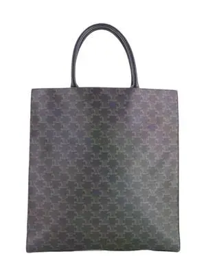 Celine Vertical Cabas Triomphe Coated Canvas Tote Bag - Brown