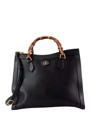 Gucci Gucci Diana NM Bamboo Handle Leather Tote Bag Black