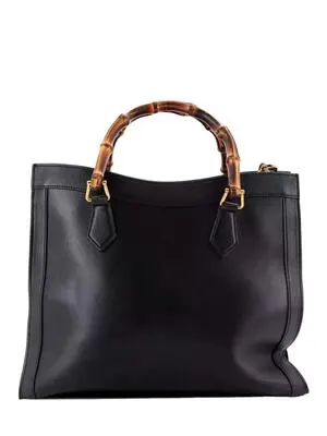 Gucci Diana Nm Bamboo Handle Leather Tote Bag - Black