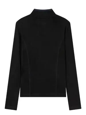 STUDIO TOMBOY High-neck T-shirt With Button Detail - Black