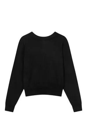 STUDIO TOMBOY Ribbed-trim Long-sleeve Cardigan - Black