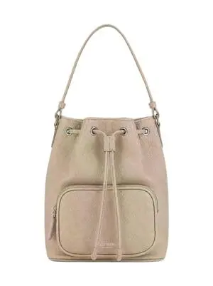 LA ROSE LA ROSE Drawstring Zip Bucket Bag Neutrals