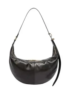 Sportmax Pioppo Crescent Leather Shoulder Bag - Black