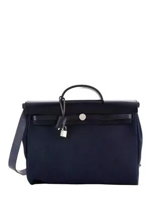 Hermès Hermès Herbag Zip Leather And Toile 39 Satchel Blue