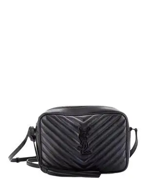 Saint Laurent Lou Camera Bag Matelasse Chevron Leather Small Crossbody Bag - Black