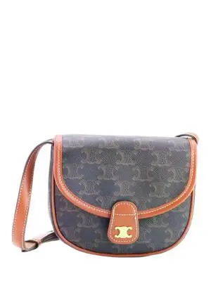 Celine Celine Besace Flap Bag Triomphe Coated Canvas Mini Crossbody Bag Brown