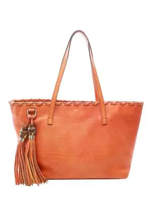 Gucci Calfskin Bamboo Tassel Tote Bag - Orange