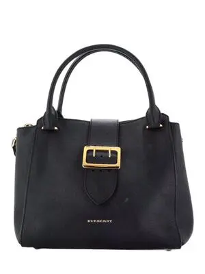 Burberry Buckle Leather Medium Tote Bag - Black