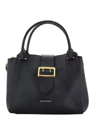 Burberry Buckle Leather Medium Tote Bag - Black