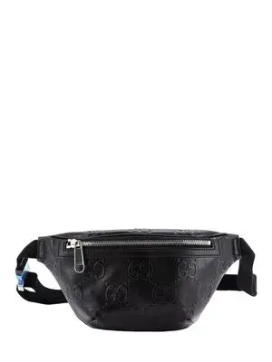 Gucci Gg Embossed Perforated Leather Belt Bag - Black