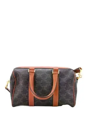 Celine Triomphe Coated Canvas Boston Bag - Brown