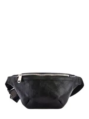 Gucci Gg Embossed Perforated Leather Belt Bag - Black