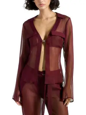 Manière De Voir Sheer Shirt With Clasp - Red