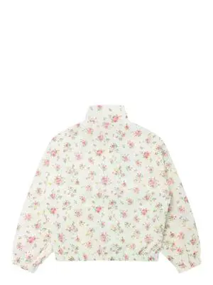 SHUSHU/TONG Floral-print Pleated Bomber Jacket - White