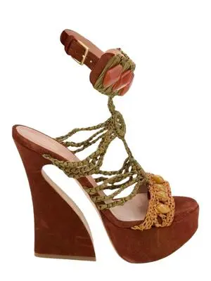 Alberta Ferretti Embellished Heeled Sandals - Brown