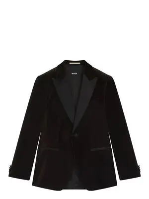 BOSS Slim-fit Tuxedo Jacket In Cotton Velvet - Black