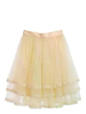 GEMY MAALOUF Layered Lace-trimmed Skirt - Neutrals