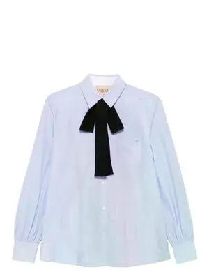 Valentino Garavani Pinstriped Shirt With Bow Detail - Blue