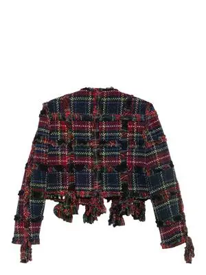 Moschino Ruffled Checked Wool Jacket - Red
