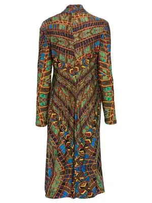 Roberto Cavalli 2000s Abstract Print V-neck Midi Dress - Brown