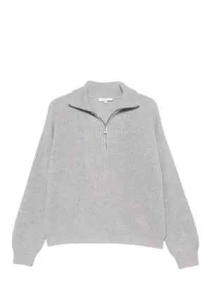 Malo Ribbed Knit Half-zip Sweater - Grey