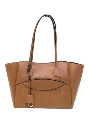 HIDESINS Logo Print Leather Tote Bag - Brown