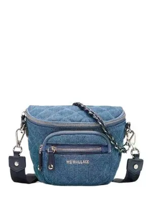 Mz Wallace Diamond Quilted Denim Shoulder Bag - Blue