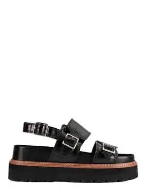 Clarks Croc-effect Platform Sandals - Black