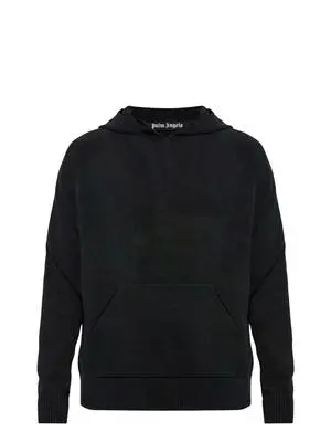 Palm Angels Logo-print Knitted Cotton Hoodie - Black