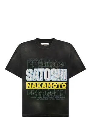 SATOSHI NAKAMOTO Escape Reallity Graphic-print T-shirt - Black