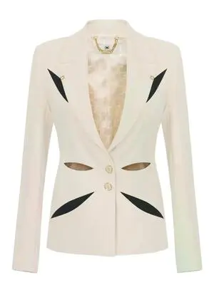 Elisabetta Franchi Single-breasted Blazer With Cut-out Detailing - Neutrals